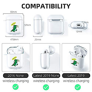 Akabeila Airpods Case Cover for Women Men,Compatible with Apple Airpods 2 Case Airpod Case Dinosaur Cute Clear Case Cases [Supports Wireless & Cable Charging] [with Carabiner] Anti-Fall Air Pod Case