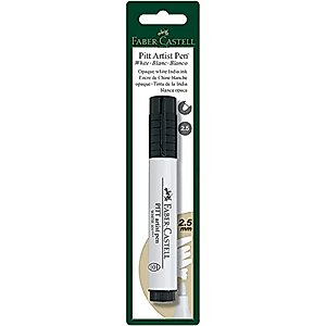 Faber-Castell India Ink Pitt Artist Pen, Large Bullet Nib, White (FC800091T)