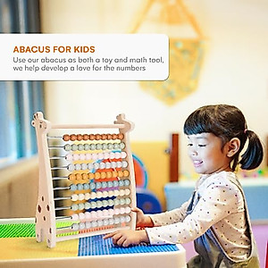 Abacus for Kids - Math Counting Toy Made of Wooden Beads and Rack - Children's Wood Number Counters for Teaching Addition, Subtraction and More - Counting Tool for Toddlers and 1st Grade Kids