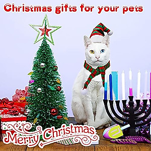 12 Pcs Christmas Pet Chicken Hat Scarf Set Mini Red Green Santa Hat Scarf Xmas Small Animal Hat with Adjustable Chin Strap for Hen Duck Hamster Guinea Pig Kitty Puppy Parrot(Stripe Style, Small)