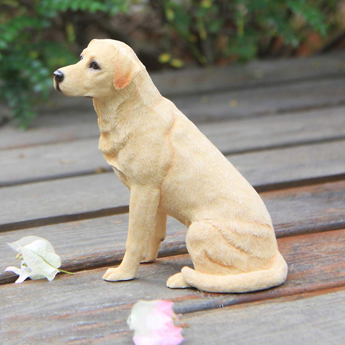 Labrador Golden Retriever Statue, Home Garden Art Sculpture Dog Model Car Seated Decoration Crafts Collection 4.72.55In,Black