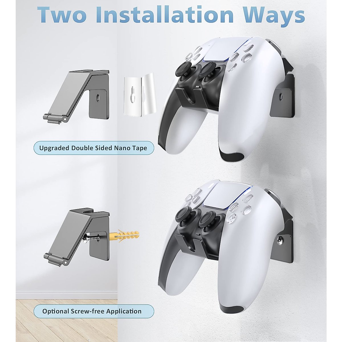 OIVO Controller Wall Mount Holder for PS3/PS4/PS5/Xbox 360/Xbox One/S/X/Elite/Series S/Series X Controller, Pro Controller, Upgraded Adjustable Wall Mount for Video Game Controller&Headphones- 4 Pack
