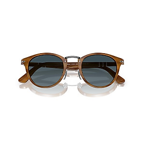 Persol PO3108S Round Sunglasses, Striped Brown/Blue Gradient Polarized, 49 mm