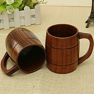 1PC Handmade Wooden 300mL Milk Beer Mug Wine Tea Drink Handcrafted Wood Cup Cap