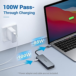 HOPDAY 10 in 1 USB C Hub, USB C Adapter MacBook Pro/Air iPad Pro Adapter with 4K HDMI Output, Compatible for Laptop, Surface Pro 8, Type C Devices (PD 100W USB 3.0 TF Card Reader)