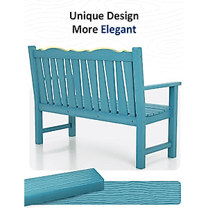 LAHAAP Outdoor Bench Weatherproof, 2-Person Garden Benches for Outdoors, All Weather HIPS Patio Bench Holds up to 800lbs, Never Rot or Fade, Comfort Bench for Porch, Garden, Patio, Backyard and Park