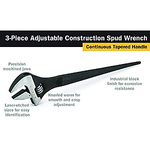 Titan 223 3-Piece Adjustable Construction Spud Wrench Set