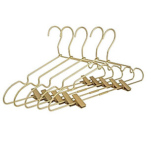 Koobay Premium 16.5” Matte Gold Metal Clothes Clips Hangers, Heavy Duty Skirt Slack Hangers, Metal Rack for Trousers Non Slip Clips, Clothes Hangers Display and Storage, 30 Pack