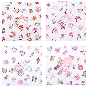 400PCS Kawaii Scrapbook Sticker Set Fresh Drift Bottle Universe Planet Constellation Marine Life Food Drink Fruit Amusement Park DIY Label for Srapbooking Journal Album Planner Envelope Journaling
