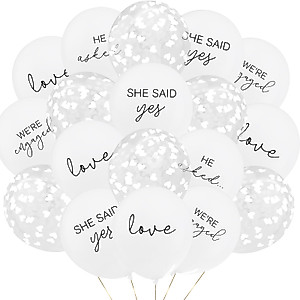36Pcs Engagement Party Balloons HE ASKED,SHE SAID Yes WE'RE ENGAGED Balloons Love Shape Paper Scraps Balloons for Engagement Hen Bachelorette Wedding Party Decoration