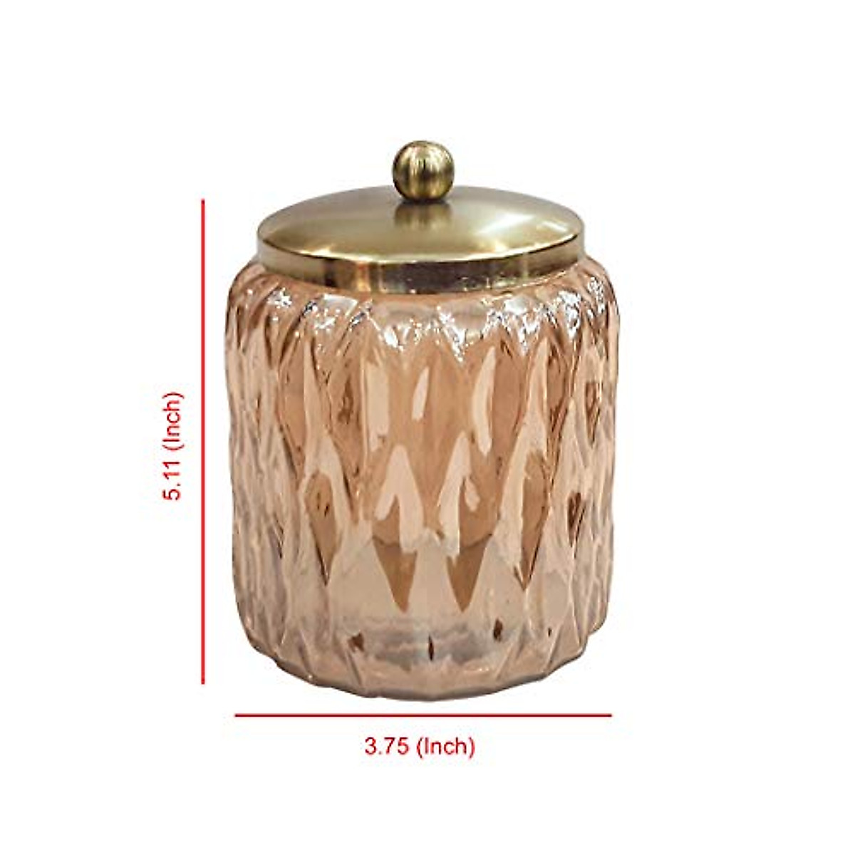 nu steel GLA328C-1 Glacier Collection Glass Finish Trim Bathroom Vanity Countertop Storage Organizer Canister Jar for Cotton Swabs, Rounds, Balls, Makeup Sponges, Bath Salts, Amber Gold