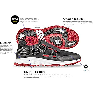 New Balance Men's Fresh Foam PaceSL BOA Golf Shoe, Black/Red, 12