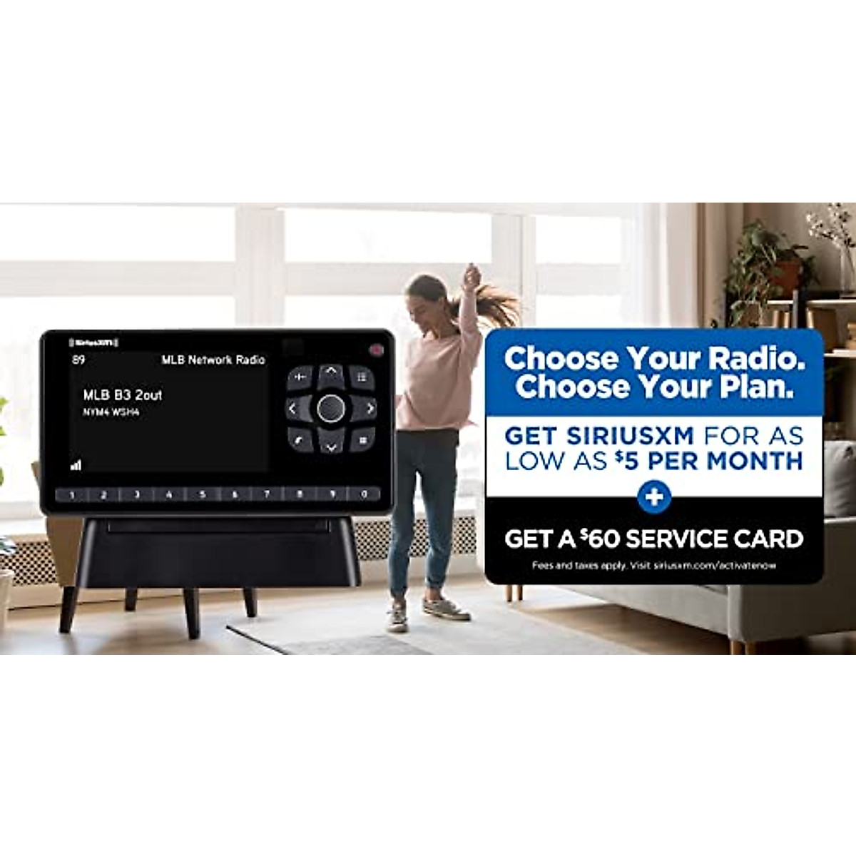 SiriusXM Onyx EZR Satellite Radio with Home Kit, Enjoy SiriusXM on your Home Stereo or Powered Speakers for as Low as $5/month + $60 Service Card with Activation