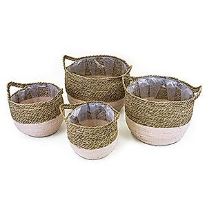 NOOR Living Design Products 38194 Basket Set 4-Piece Seagrass Natural Pink M