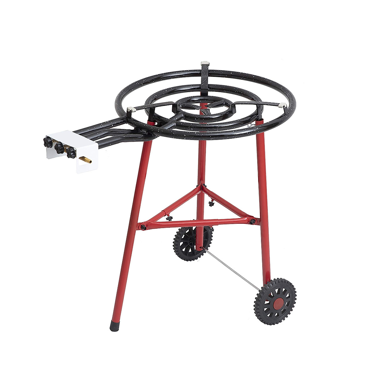 Mabel Home Paella Pan + Paella Burner and Stand Set on Wheels + Complete Paella Kit for up to 20 Servings - 23.65 inch Gas Burner + 25.60 inch Enamaled Steel Paella Pan