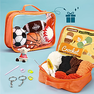 Crochetobe Crochet Kit for Beginners - 4 PCS Sports Balls Crochet, Complete Crochet Set includes Step-by-Step Instructions and Video Tutorials, Beginner Crochet Kit for Adults (Patent Product)