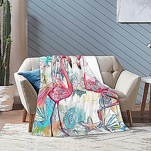 Pink Flamingo Throw Blanket Cozy Plush Flamingos Flannel Fleece Ultra Soft Blankets Lightweight Fuzzy Party Blanket Gifts for Girls Women Men Boys Bed Couch Sofa 60"x50"