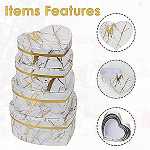 Oairse Nesting Gift Boxes with Lids for Present Heart Shaped Flower Boxes for Arrangements Set of 4 Marble Floral Gift Boxes for Bridesmaid, Proposal, Wedding, Birthday, Baby Showers