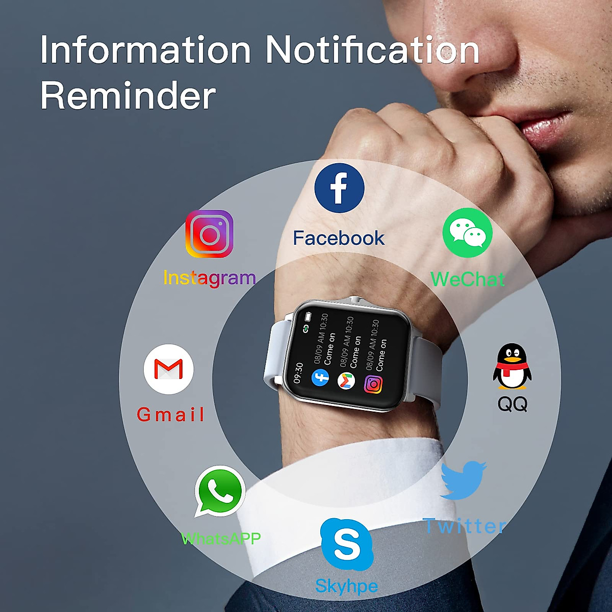 ANDFZ Smart Watch, Smart Watch for Android Phones(Call Receive/Dial), 1.70" HD Full Touch Screen Fitness Tracker for Android Phones with Heart Rate/Blood Pressure/Tracking for Women Men