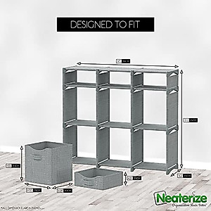 NEATERIZE 9 Cube Closet Organizers And Storage-Includes All Storage Cube Bins-Easy to Assemble Closet Storage Unit with Drawers-Room Organizer for Clothes,Baby Closet Bedroom,Playroom,Dorm(Light Grey)