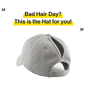 Pony-Classic LGY Classic Plain Ponytail Messy High Bun Headwear Adjustable Cotton Trucker Mesh Glitter Hat Baseball Cap (Adjustable, Light Gray Classic)