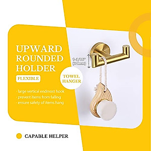 APLusee Double Robe Towel Hook, 304 Stainless Steel Dual Coat Hook Hanger, Utility Bathroom Toliet Kitchen Storage Holder Gorgeous Style, Brushed Gold…