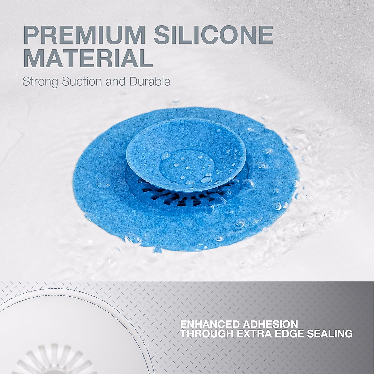 Drain Hair Catcher & Tub Stopper, 2 in 1 Bathtub Stopper, Flex Silicone Drain Catcher for Shower/Bathtub/Tub/Kitchen Sink (White, 3 Pack)