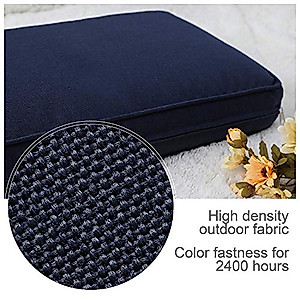 PHI VILLA Outdoor Loveseat Rattan Sectional Sofa - Patio Wicker Furniture Set Outdoor Couch for Backyard, Garden (4-Piece Navy Blue)