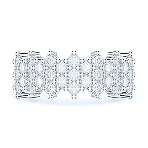 PRSTANI Sterling Silver Paved Cluster Honeycomb Round Brilliant Cut Genuine Moissanites Wedding Ring Half Eternity (10.5)
