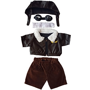 Pilot Outfit with Goggles Teddy Bear Clothes Fits Most 14" - 18" Build-a-bear and Make Your Own Stuffed Animals