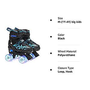 SHDSL Roller Skates for Boys Kids Child Toddler Beginners, Adjustable 4 Sizes Roller Skates for Adult and Youth with All Light Up Wheels, Patines para niñas for Outdoor Indoor Sports