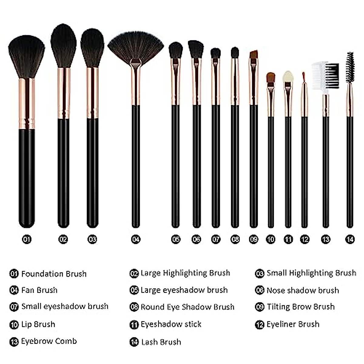 Makeup Brushes Set,Foundation Powder Brush Eyeshadow Brush Concealers Blush Face Professional Make up Brushes Kit with Gifts Box for Woman(Black,14Pcs)