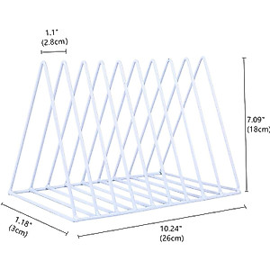 PENNGKE Magazine Holder,Newspapers Holder,Letters Storage,Desktop File Sorter Organizer Triangle Bookshelf Decor Home Office,White
