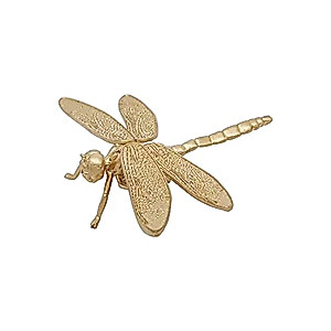 Gold Dragonfly Sculpture Solid Metal Insect Ornament Mini Insect Figurine for Home Office Garden Desktop Decor (Dragonfly)