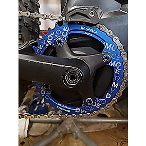 Dymoece Narrow Wide Bike Single Chainring 104BCD 32T 34T 36T 38T for 9 10 11 Speed Round,Black/Red-Compatible with Most of Shimano and Sram Cranksets
