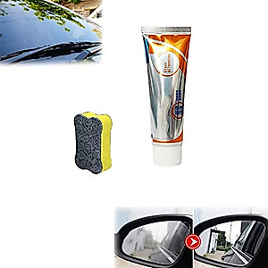 50ml Glass Oil Film Removing Paste, Car Windshield Oil Film Cleaner, Glass Stripper Water Spot Remover, Glass Clear Windshield Cleaner Paste Car Paint Oil Film Remover Paste, with Sponge (2Pcs)
