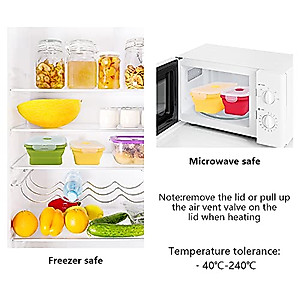 VIGIND Set of 4 Collapsible Foldable Silicone Food Storage Container With BPA Free, Leftover Meal Box With Airtight Plastic Lids For Kitchen, Bento Lunch Boxes-Microwave, Dishwasher and Freezer Safe