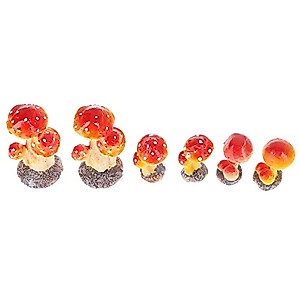 DOITOOL 6pcs Mini Mushroom Fairy Garden Miniature Figurines Mushroom Resin Figures for Garden Ornaments Plant Pots Bonsai Crafts Micro Landscape Decoration
