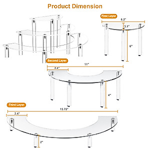 YestBuy Acrylic Display Stand For Pop Figures, 3 Tier Clear Cupcake Stand, Perfume Organizer Stand,2 Pack Half Moon Dessert Stand for Display Or Collections (Acrylic Rods 2 set)