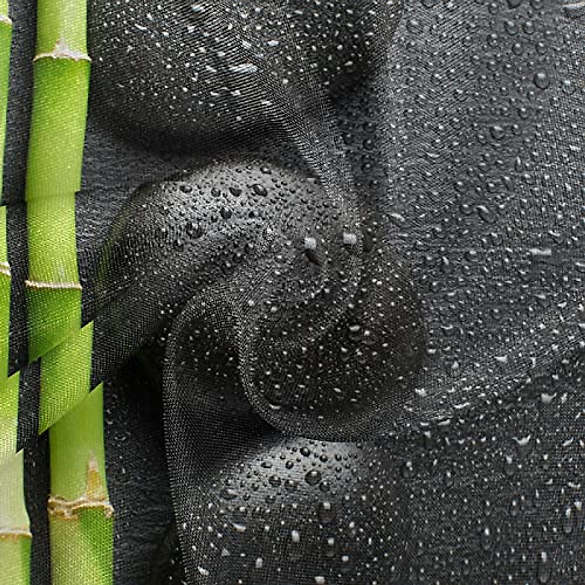 Black Zen Basalt Stones with Dew Green Bamboo on Dark Round Table Cloth, Circle Table Linen White Lace Dinner Tablecloth Mat, Desk Cloth Cover for Home Party Wedding 60 Inches