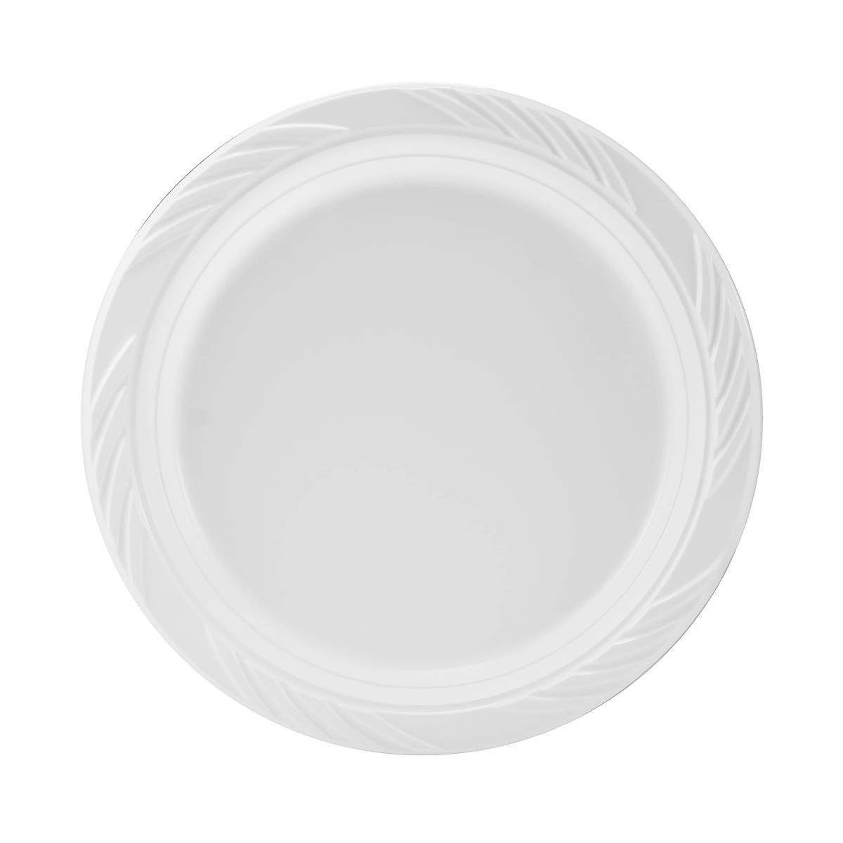 Munfix 200 White Plastic Plates Set - 9 Inch Plastic Dinner Plates, Disposable Plates Bulk Pack, Party Plates for BBQ, Picnic, Parties, Travel and Events, Microwavable Recyclable