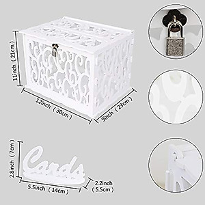 OurWarm DIY White Wedding Card Box with Lock PVC Card Box Graduation Card Box Perfect for Weddings, Baby Showers, Birthdays, Bridal or Baby Showers