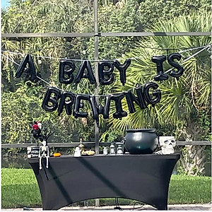 A Baby is Brewing Halloween Baby Shower Balloons Decorations A Baby is Brewing Balloon Garland and Halloween Witch Ghost Foil Balloons for Halloween Baby Shower Birthday Party Supplies