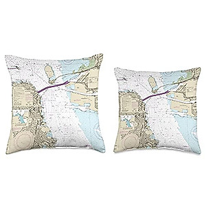 15 Degrees East Nautical Chart-San Francisco Bay Throw Pillow, 16x16, Multicolor