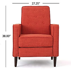 GDFStudio Macedonia Mid Century Modern Tufted Back Fabric Recliner (Muted Orange)