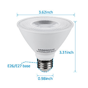 TORCHSTAR PAR30 Short Neck LED Bulb, 8W Equivalent 75W, CRI90+ Dimmable Spot Light Bulbs, UL & Energy Star Listed, Super Bright, 800 Lumens, 3000K Warm White, E26 Medium Screw Base, Pack of 6