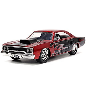 Jada Toys Big Time Muscle 1:24 1970 Plymouth Road Runner Die-cast Car Red/Black Flames, Toys for Kids and Adults