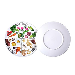 Viynran 10" Portion Control Plate for Balanced Eating - Healthy Nutrition Plate for Adults and Teens - Melamine Dividers, Weight Loss, Diabetes Plate (1 Pack)