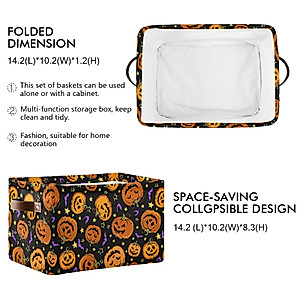 xigua Happy Halloween Scary Pumpkin Foldable Storage Bin, Collapsible Sturdy Fabric Storage Basket Cube W/Handles, Storage Box for Organizing Toys Nursery Shelf Closet Bedroom Office 1PCS