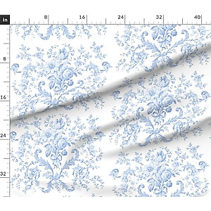 Spoonflower Fabric - Grandmillennial Cottagecore French Countryside Blue and White Floral Printed on Petal Signature Cotton Fabric by The Yard - Sewing Quilting Apparel Crafts Decor
